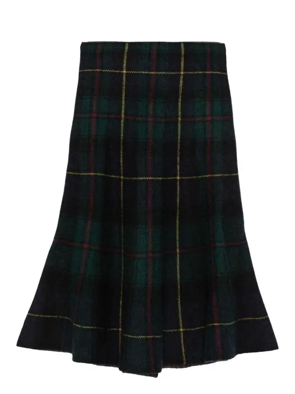 Ralph Lauren Plaid Flared Skirt - Black