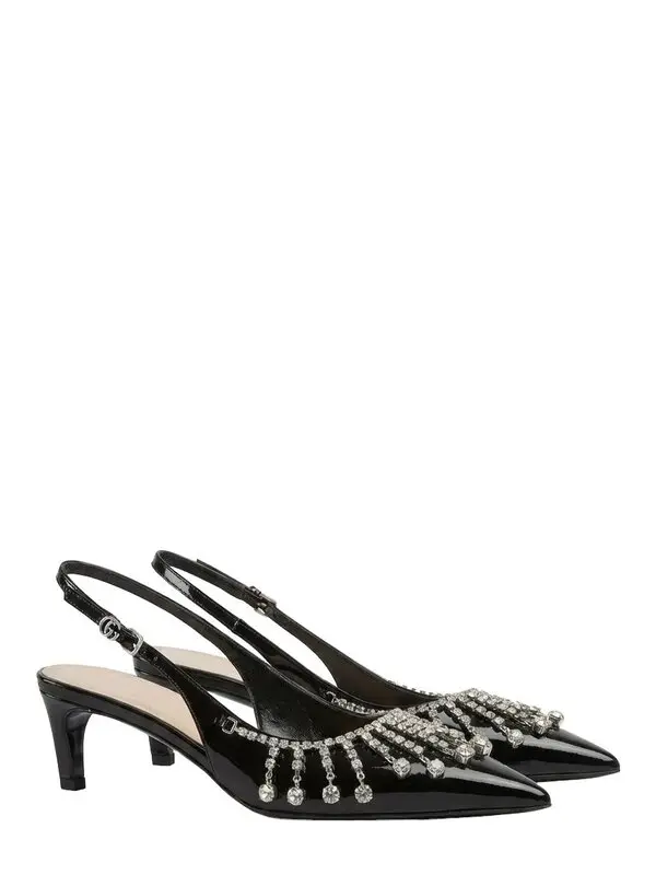 Gucci 45mm Guinevere Chain Detail Pumps - Black