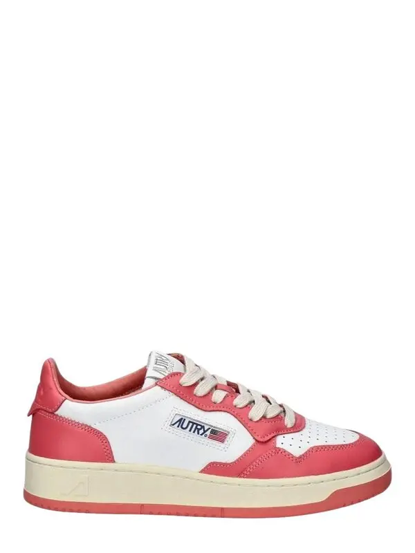 AUTRY Vintage Low-top Sneakers With Embossed Logo And Perforated Toe - Red