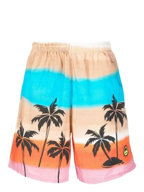 BARROW Palm Tree Printed Bermuda Shorts - Nude