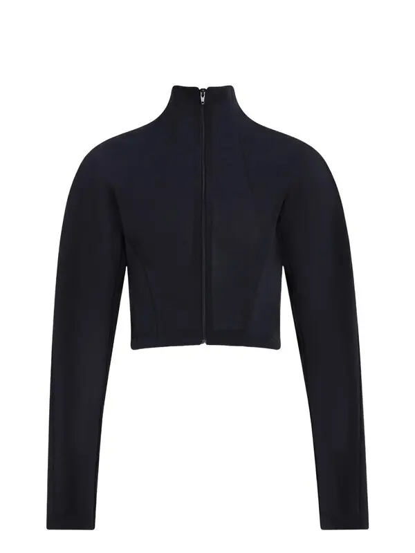 Alaïa High Neck Cropped Jacket - Black