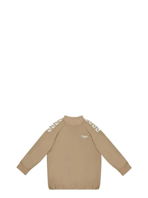 Fendi Tech Cotton Sweatshirt With Ff Logo - Nude