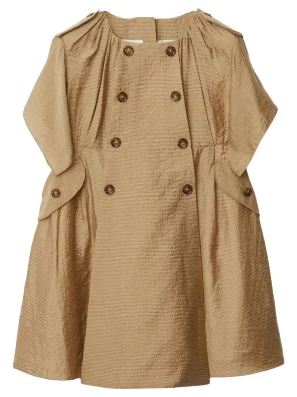 Burberry Double-breasted Cotton Dress - Nude
