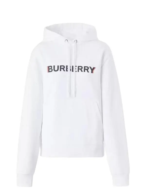 Burberry Printed Hooded Hoodie - White