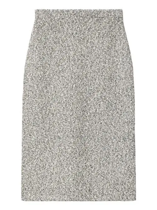 Tory Burch Elastic Waist Tweed Midi Skirt - Black Truffle