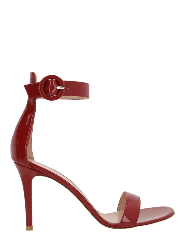 GIANVITO ROSSI Portofino Ankle Strap Stiletto Sandals - Cherry Red