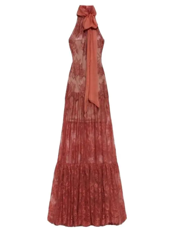 ANIYE BY Sleeveless Lace Maxi Dress With Floral Embroidery - Brown