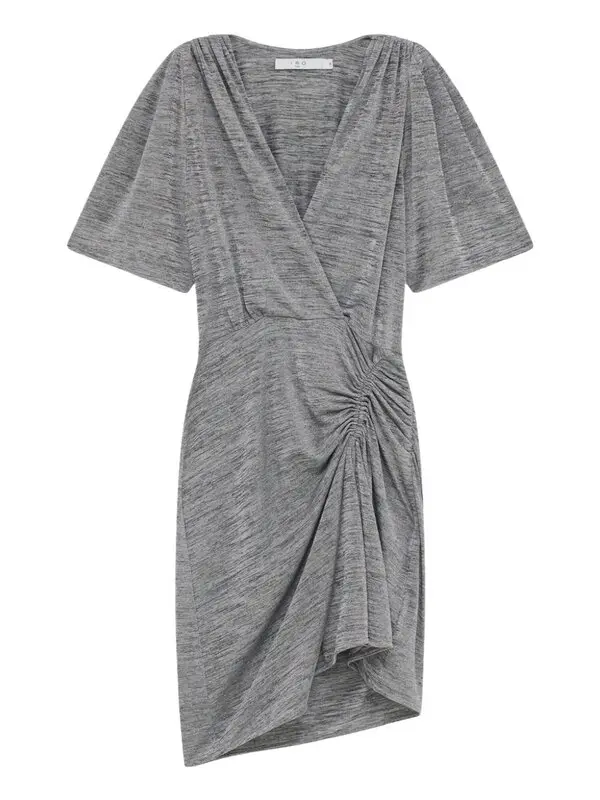 IRO PARIS Ruched V-neck Dress - Gray