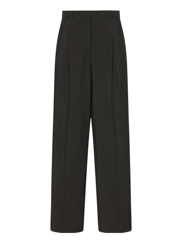 THE ROW Mikkela High-waisted Straight Leg Trousers - Dark Brown
