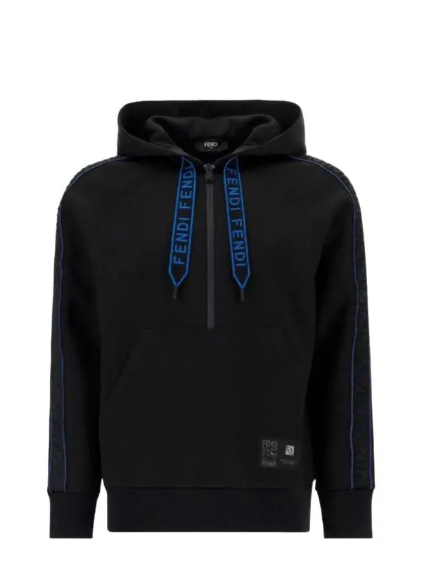 Fendi Logo-tape Zip-fastening Hoodie - Black