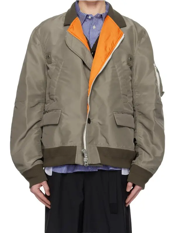 Sacai Classic Collar Bomber Jacket - Taupe