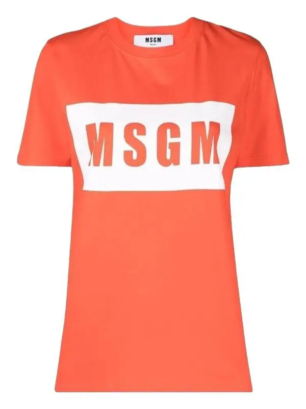 MSGM Cropped Logo T-shirt - Orange