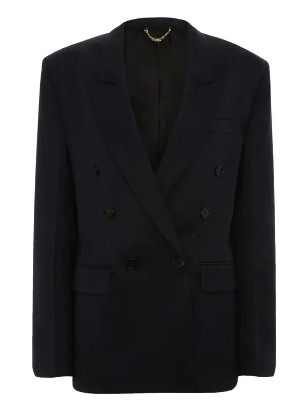 Victoria Beckham Double Breasted Tailored Jacket - Navy Blue
