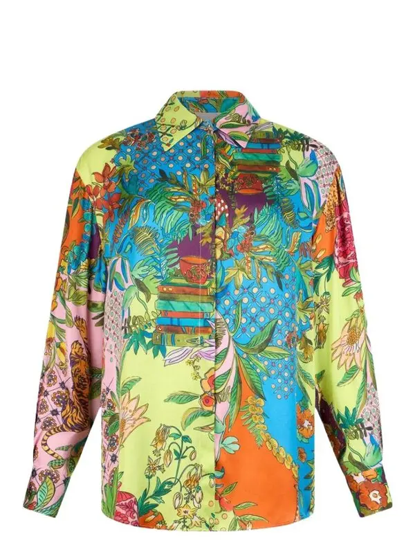 Liu Jo Tropical Print Viscose Satin Shirt - More