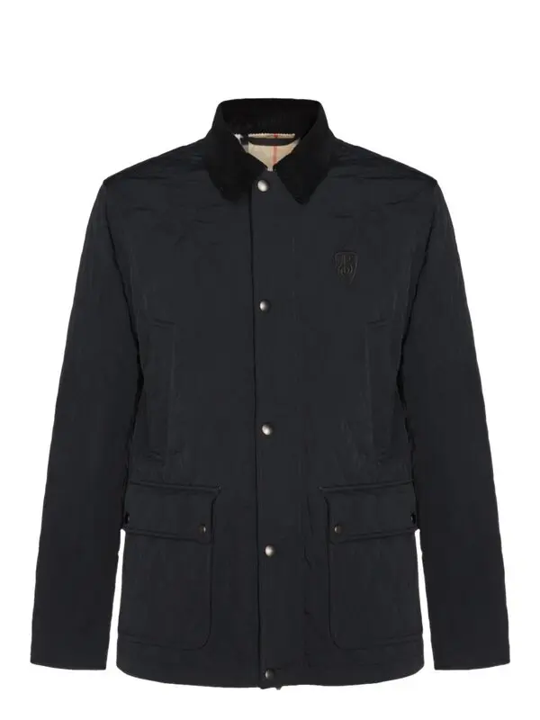 Burberry Logo Embroidered Quilted Jacket - Black