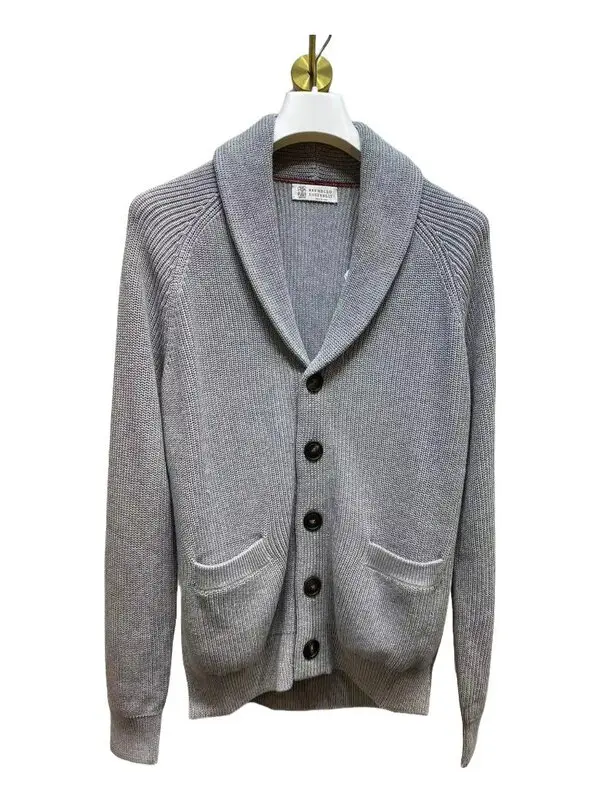 Brunello Cucinelli Long-sleeved Lapel Cardigan - Gray