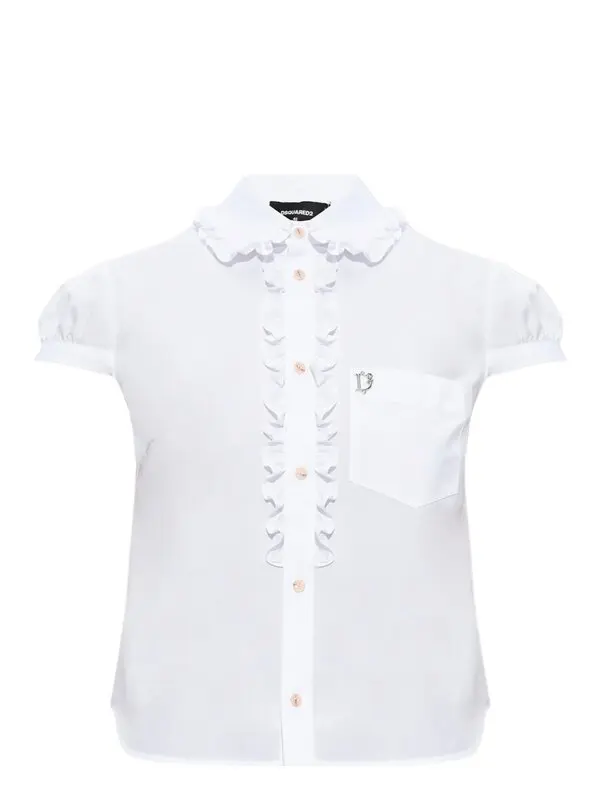 Dsquared2 Cropped Shirt With Ruffle Detail - White