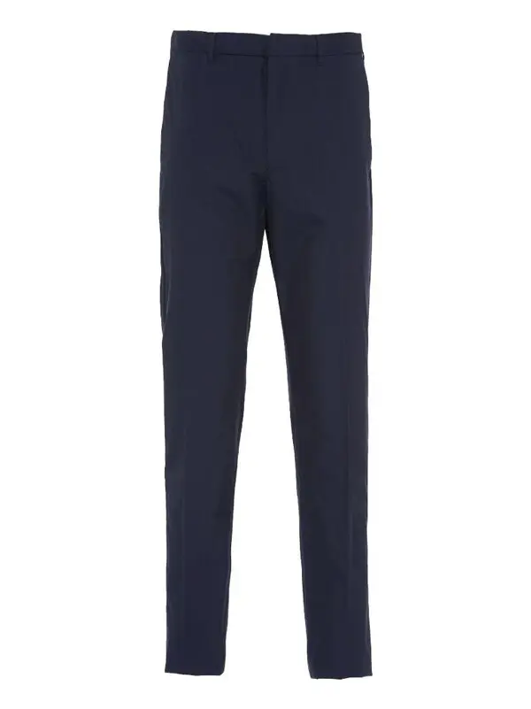 Prada Slim Fit Cotton Pants With Drawstring Belt - Blue
