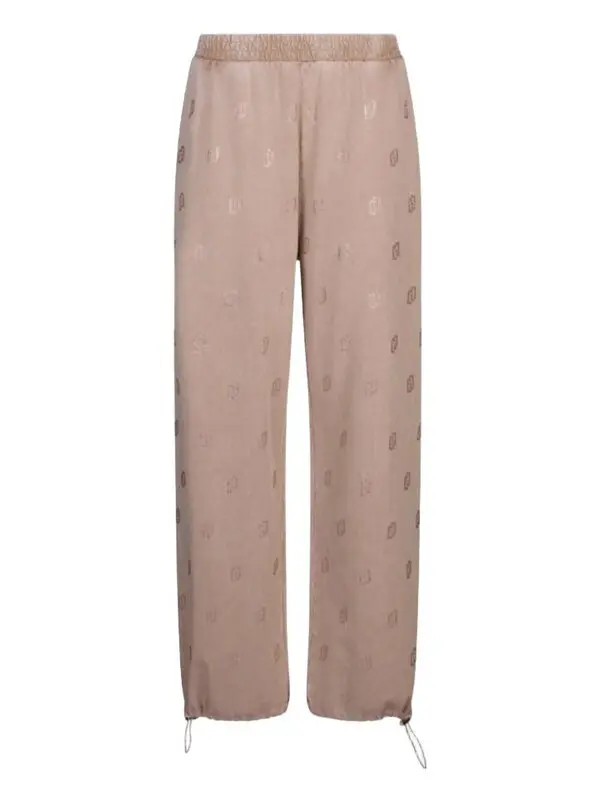 Liu Jo Embellished Logo Print Jersey Trousers - Beige
