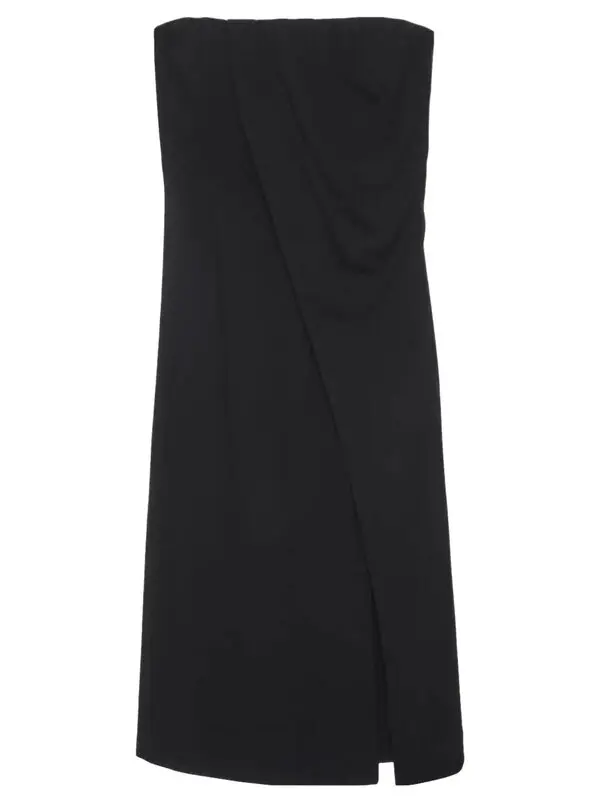 ANINE BING Halle Draped Strapless Midi Dress - Black