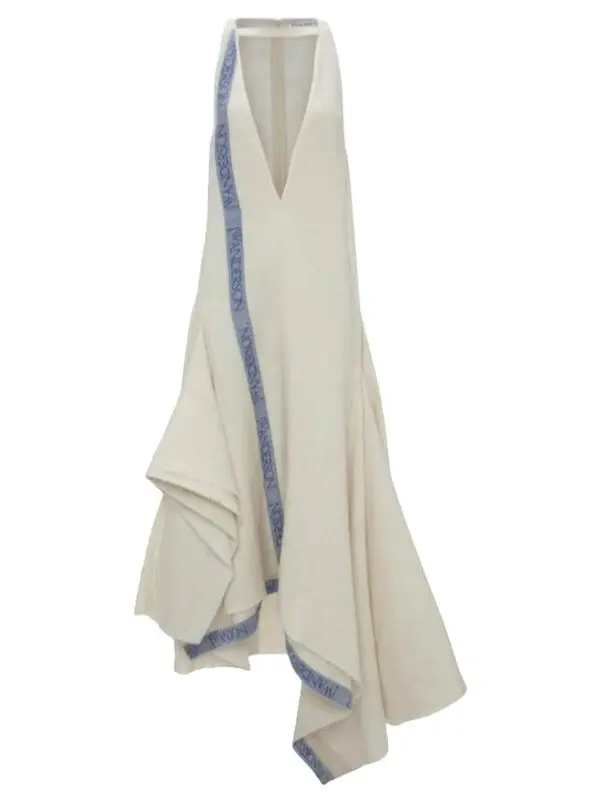 J.W.ANDERSON Jw Anderson Logo Trim V-neck Dress - White