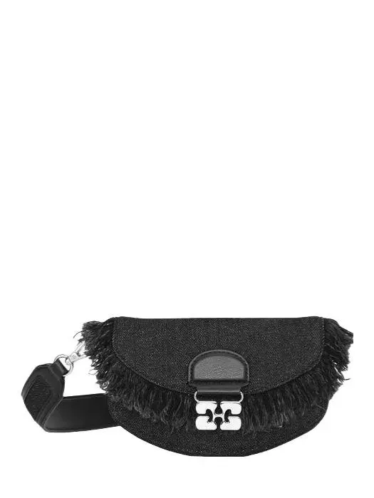 GANNI Logo Plaque Mini Shoulder Bag - Black