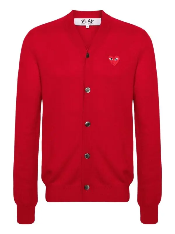 Comme Des Garçons Iconic Patch Button-up Cardigan - Red