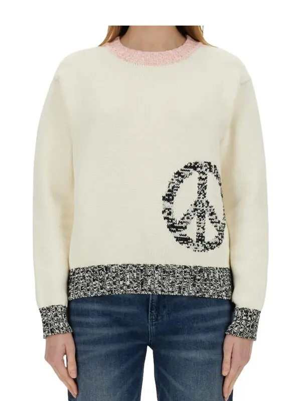 Moschino Long-sleeved Sweater With Graphic Detail - White