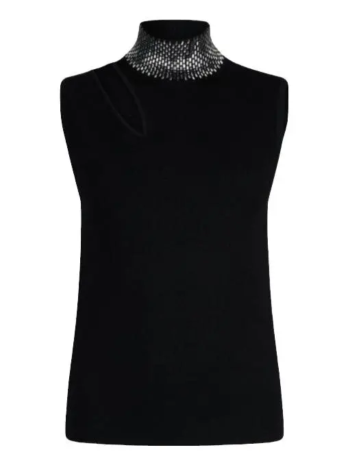 Liu Jo Embellished High Neck Top With Cut-out Shoulder - Black
