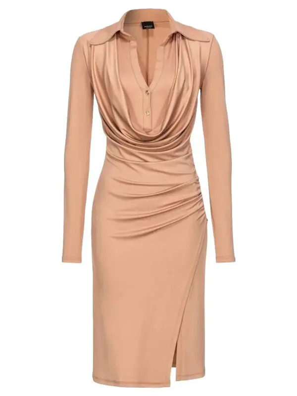 Pinko Long-sleeve Draped Midi Dress - Nude