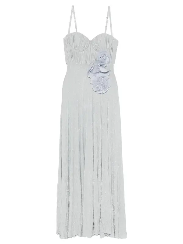 Elisabetta Franchi Embroidered Flower Maxi Dress - Sky Blue