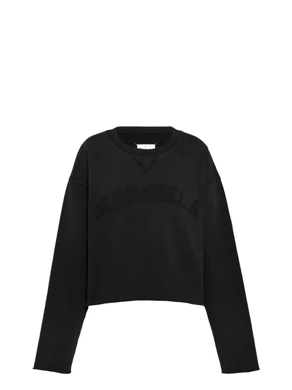 MAISON MARGIELA Cropped Sweatshirt With Logo Embroidery - Black