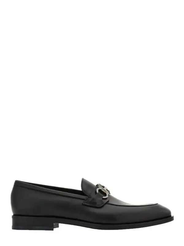 FERRAGAMO Gancini Buckled Loafers - Black
