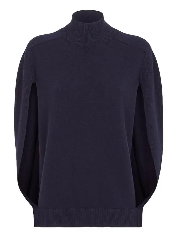 Fendi High-neck Knit Jumper With Cut-out Sleeves - Blue