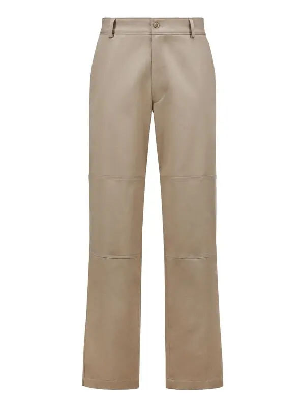 Moncler Logo Patch Straight-leg Pants - Light Beige