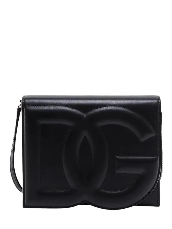Dolce & Gabbana Logo Embossed Crossbody Bag - Black