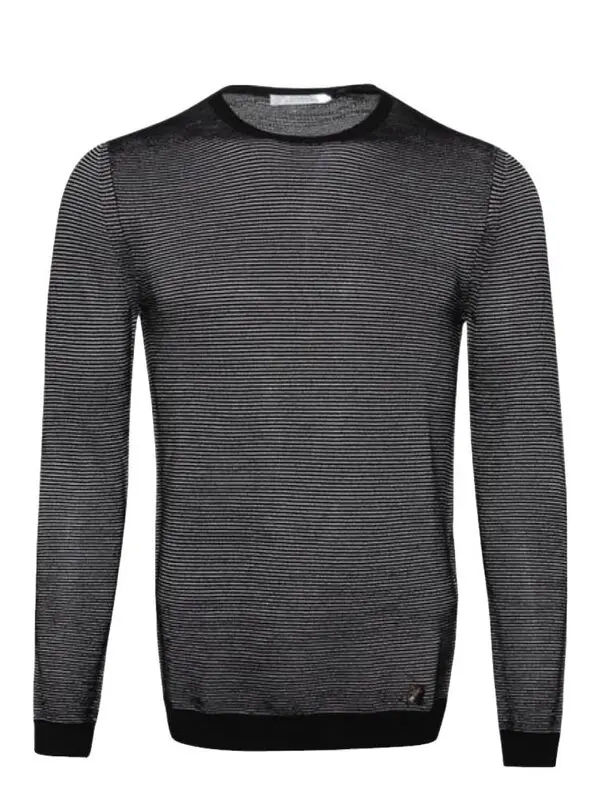 Versace Striped Slim Pullover - Black