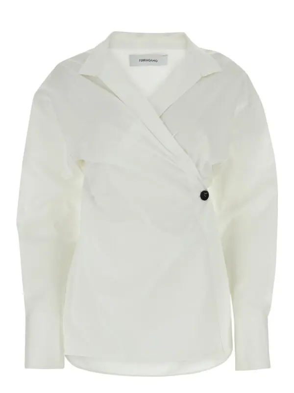 FERRAGAMO Long-sleeved Lapel Shirt - White