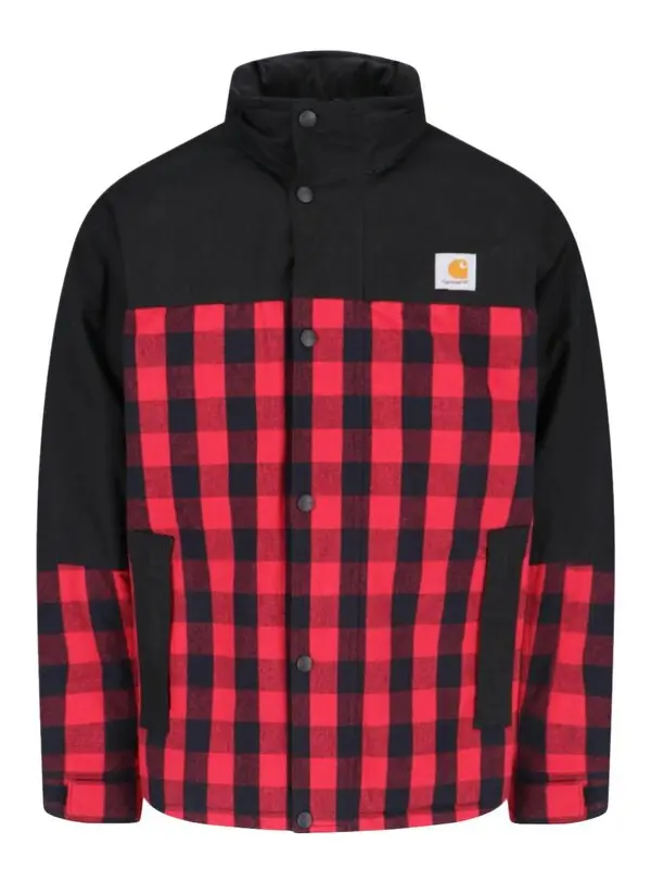 Junya Watanabe Checked Plaid Zip-up Jacket With Logo Patch - Red