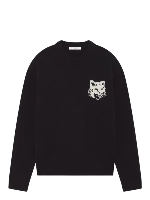 Maison Kitsuné Fox Head Intarsia Knit Jumper - Black