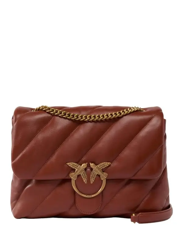 Pinko Love Big Puff Chain-linked Shoulder Bag - Brown