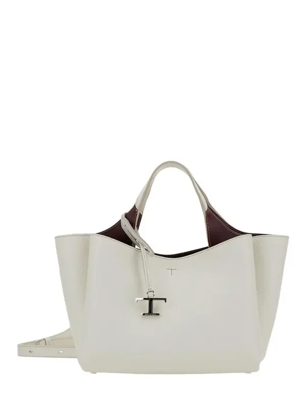 TOD'S Logo Plaque Top Handle Bag - White