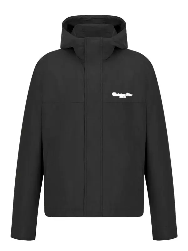 Dior Logo Printed Hooded Jacket - Black