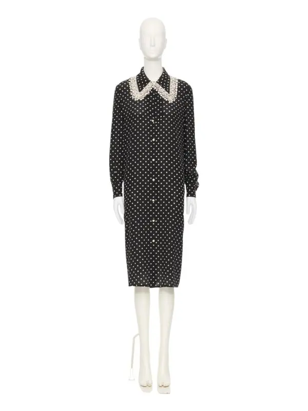 Valentino Garavani Polka Dot Midi Shirt Dress - Black/birch
