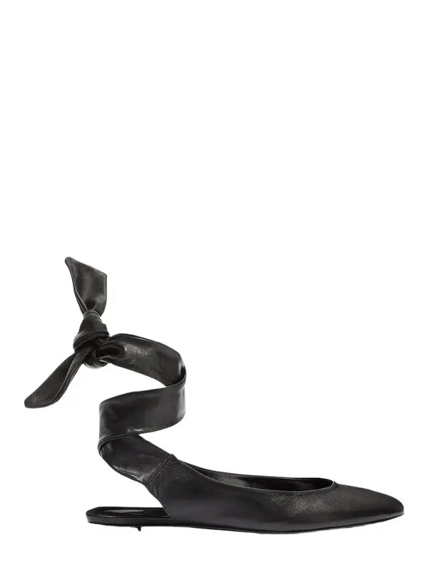 Attico Cloe Ankle Tied Ballerina Flats - Black