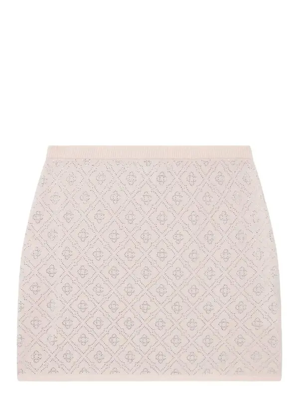 Casablanca Crystal Letter Knit Mini Skirt - Pink