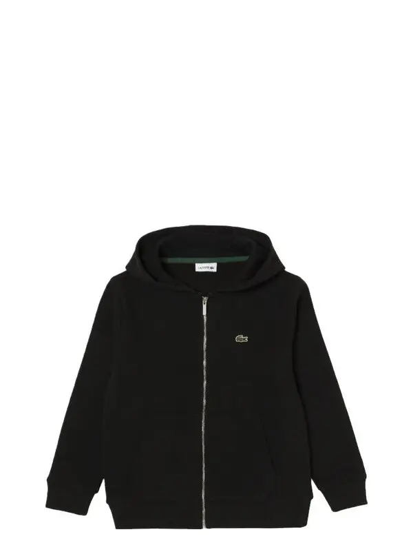 Lacoste Crocodile Patch Zip-up Hoodie - Black