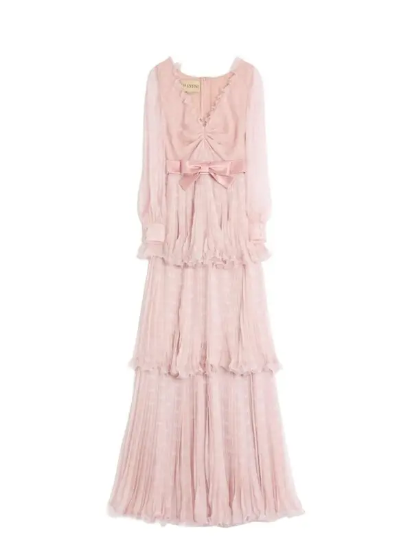 Valentino Garavani Polka Dot Crepe Chiffon Maxi Skirt - Pink