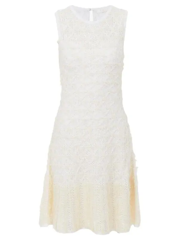 Chloé Lace Detailed Flared Mini Dress - White
