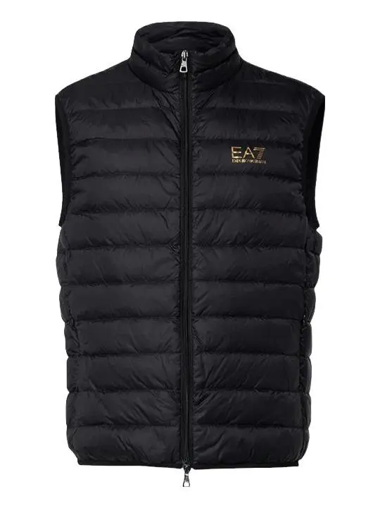 EA7 Logo Quilted Padded Gilet - Black